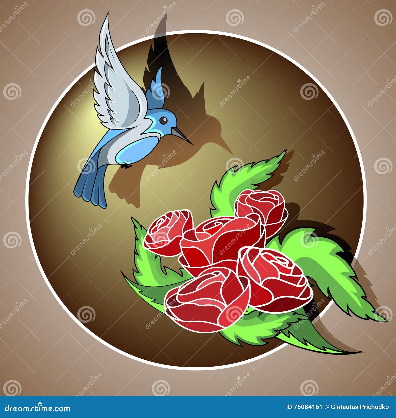 Bird and roses stock illustration. Illustration of floral - 76084161
