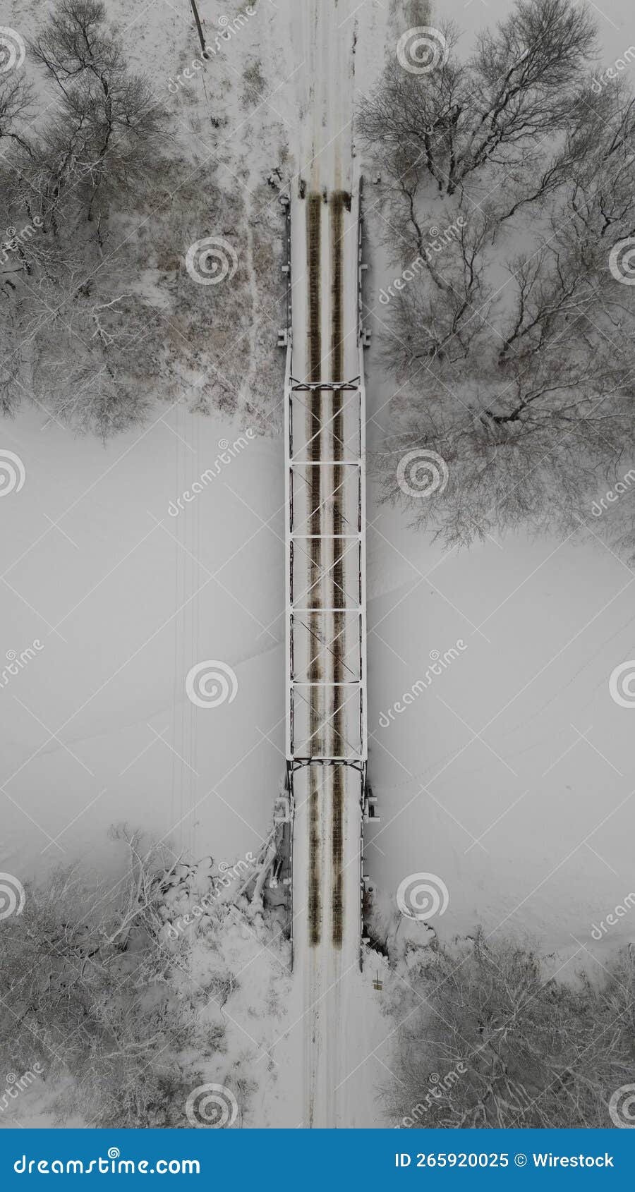 Bird S Eye View of a Bridge Covered by Snow Stock Image - Image of road ...