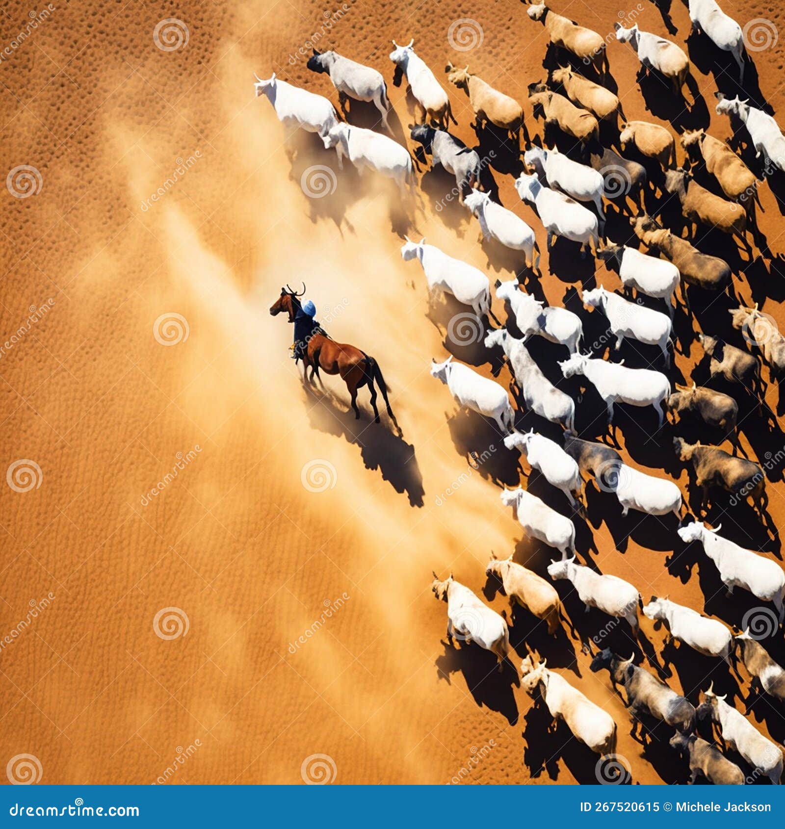 A Bird`s Eye View of Cattle Droving, Generative Ai Stock Image - Image ...
