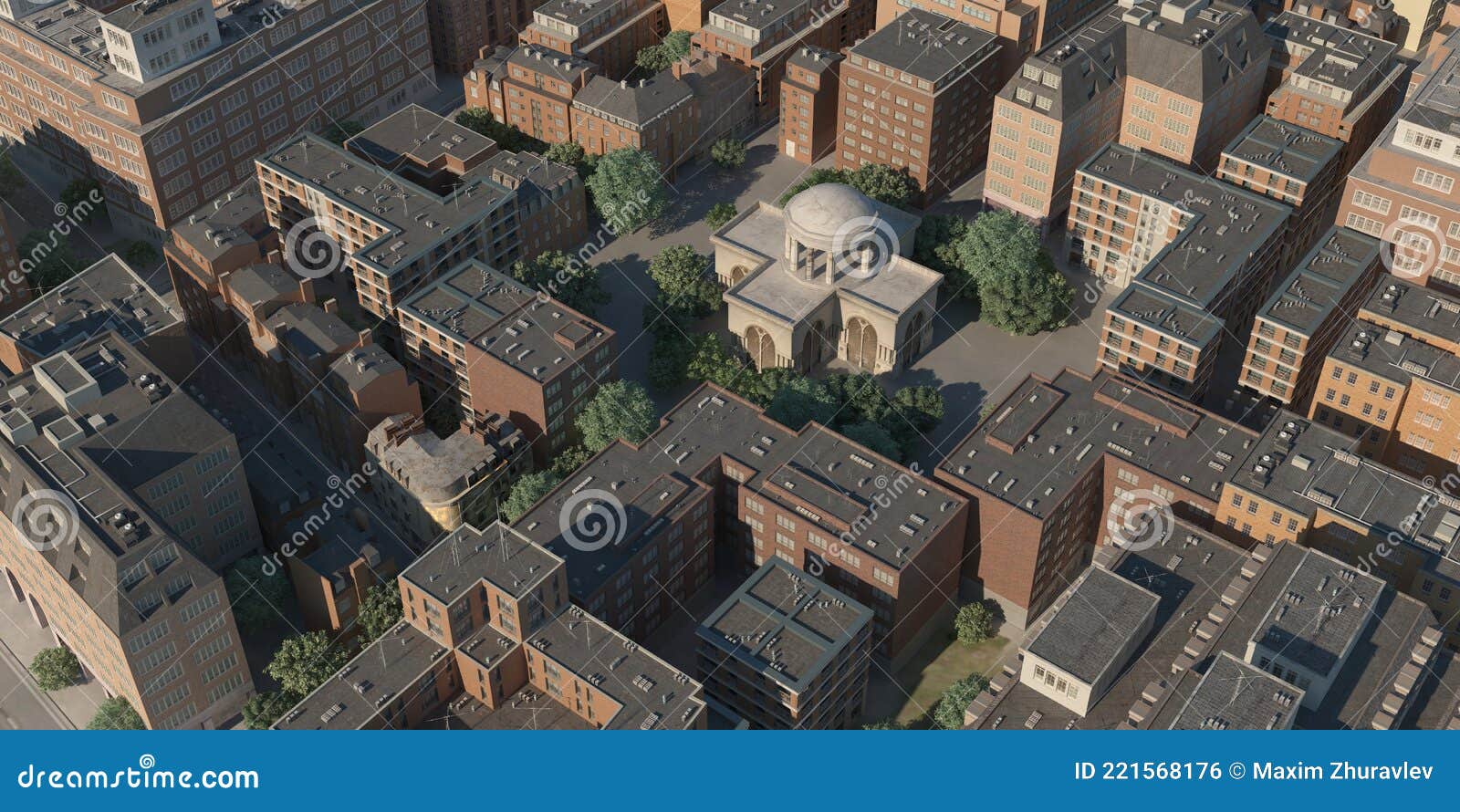 Bird S Eye View of the Cityscape 3d Illustration Stock Illustration ...