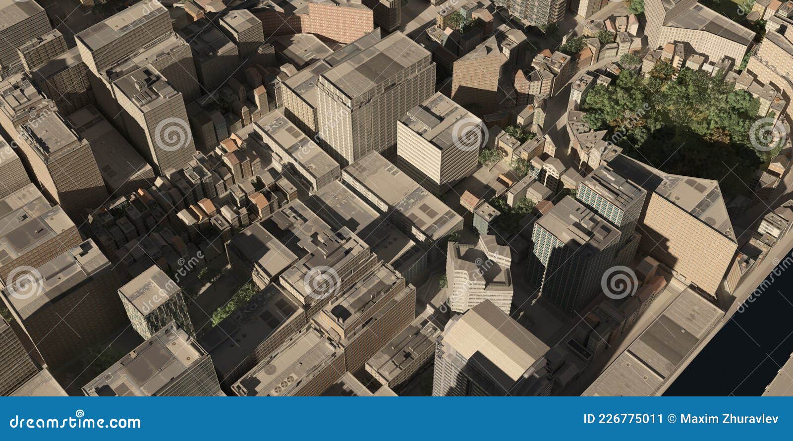 Bird S Eye View of the Cityscape 3d Illustration Stock Illustration ...