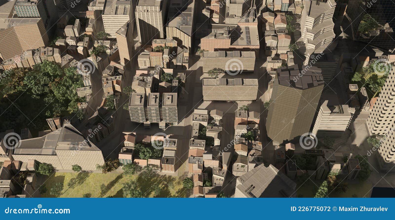 Bird S Eye View of the Cityscape 3d Illustration Stock Illustration ...