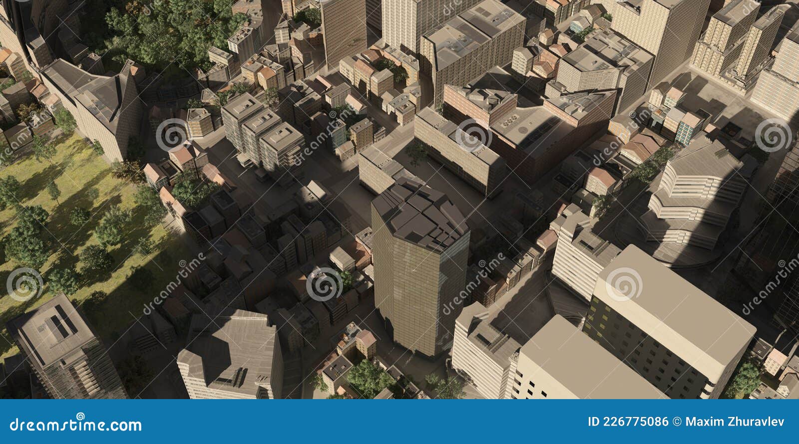 Bird S Eye View of the Cityscape 3d Illustration Stock Illustration ...