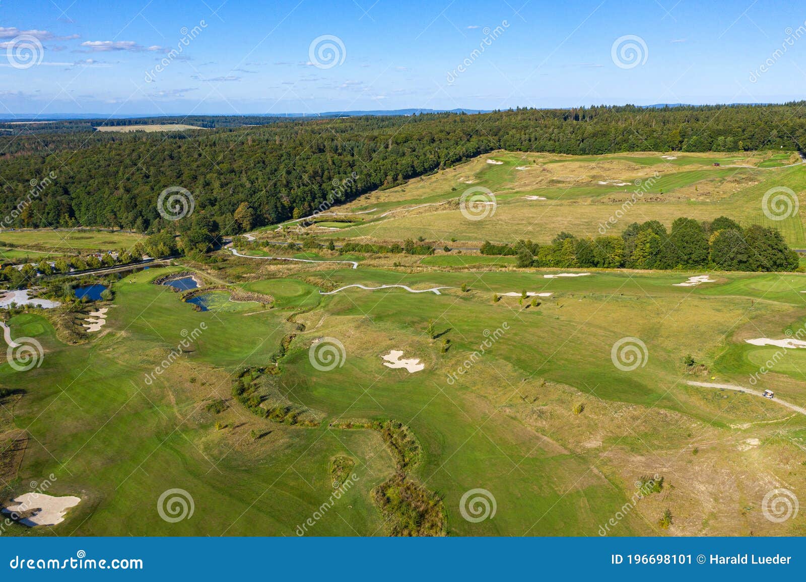 A golf course from above stock image. Image of nature - 196698101
