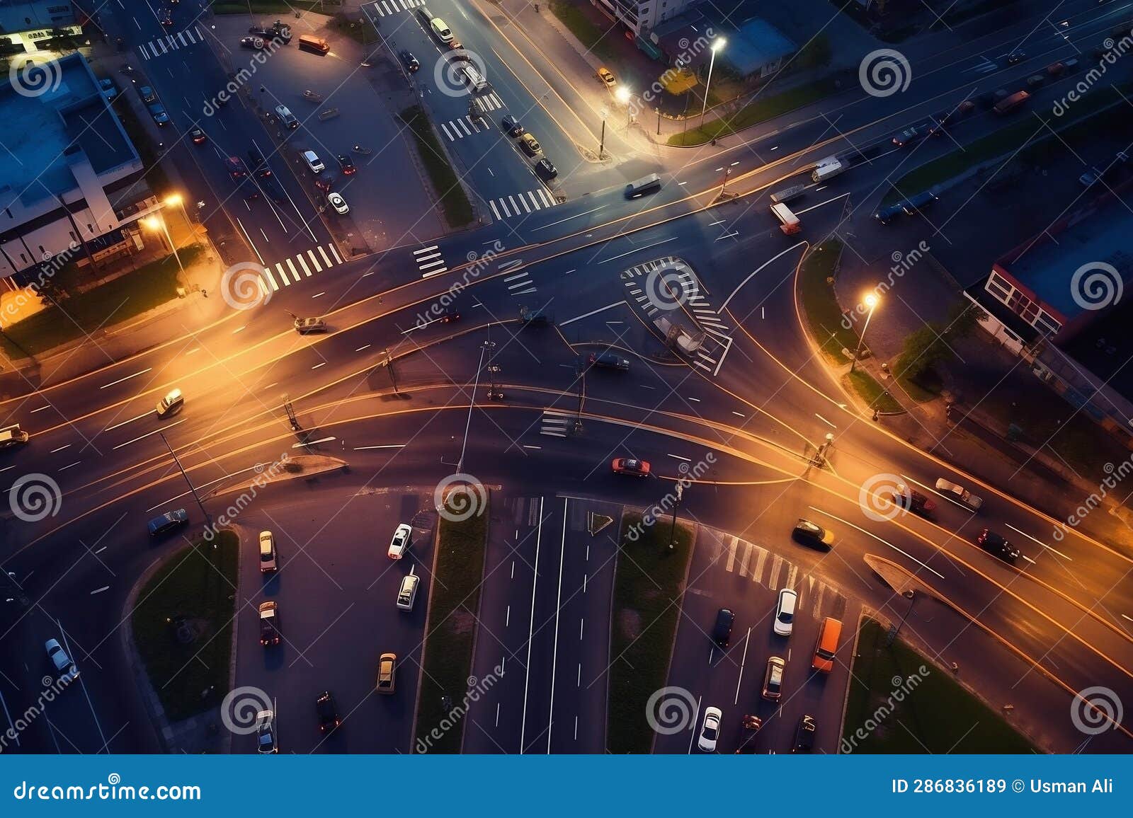 Bird S-eye View of Highway Intersection with Crossroads. AI Stock ...