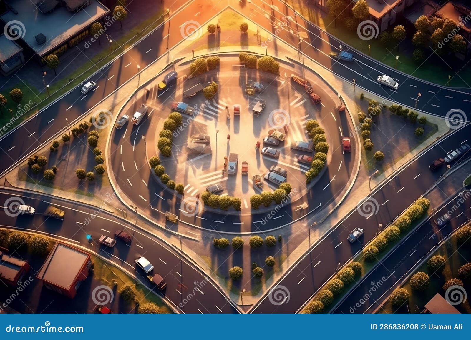 Bird S-eye View of Highway Intersection with Crossroads. AI Stock ...
