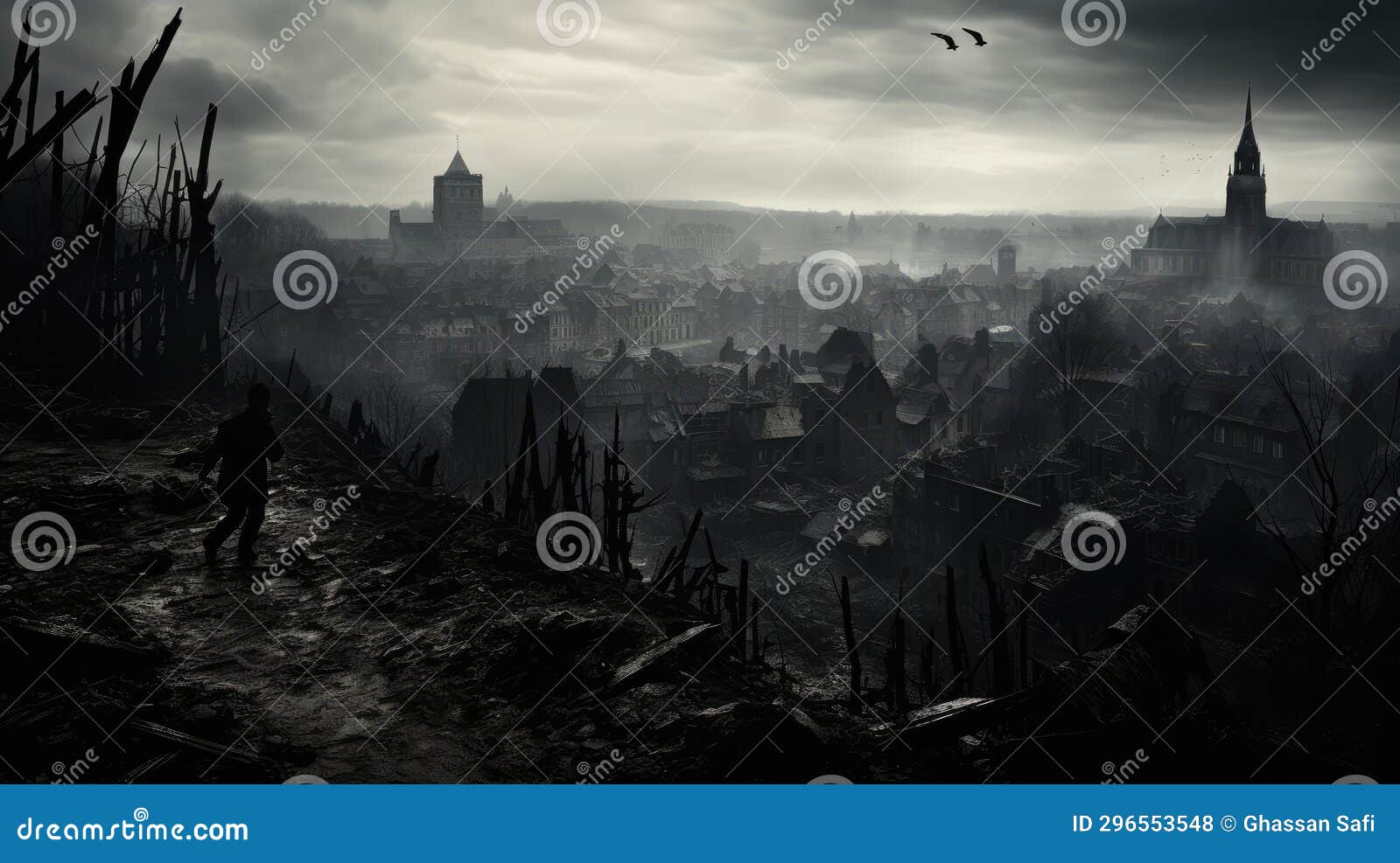 Aftermath of a Devastating War Stock Illustration - Illustration of ...
