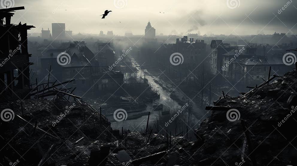 Aftermath of a Devastating War Stock Illustration - Illustration of ...