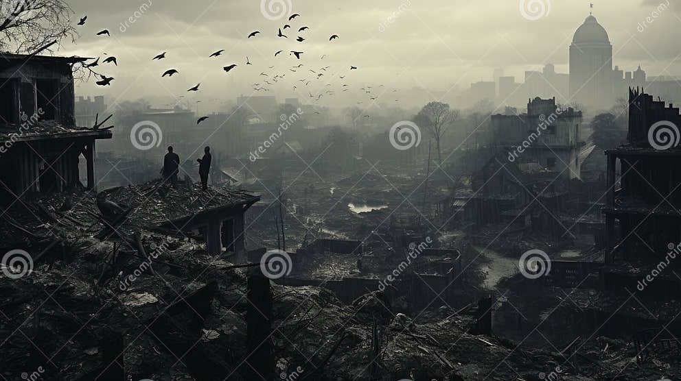 Aftermath of a Devastating War Stock Illustration - Illustration of ...