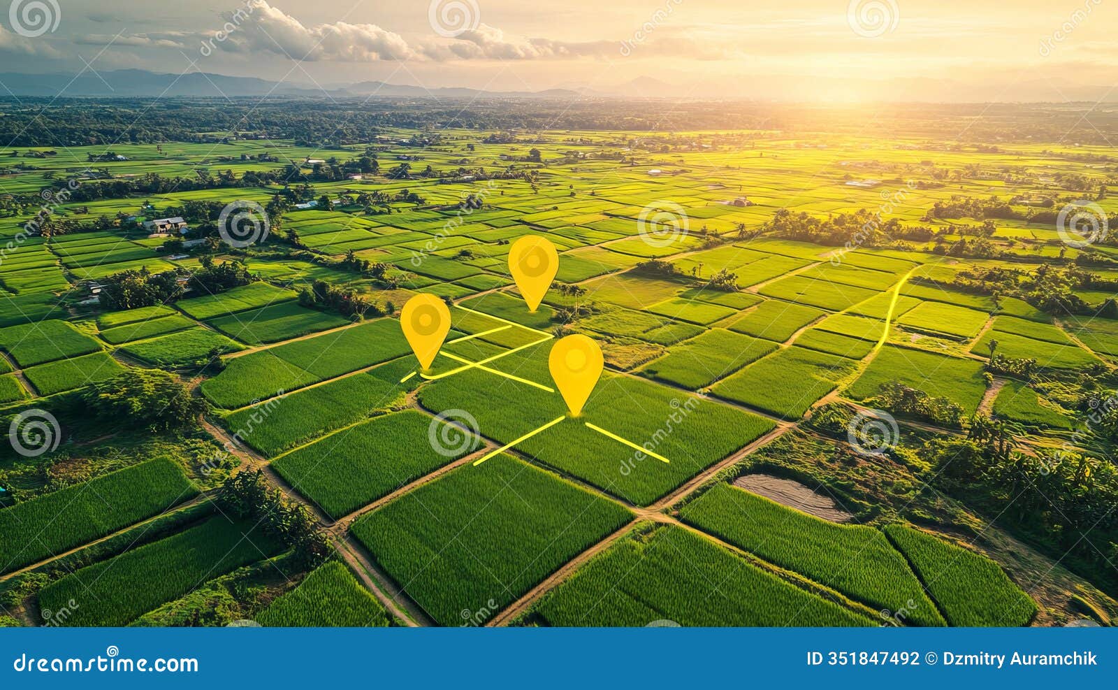 A Bird S-eye View of the Land Showcasing Markers for Development ...
