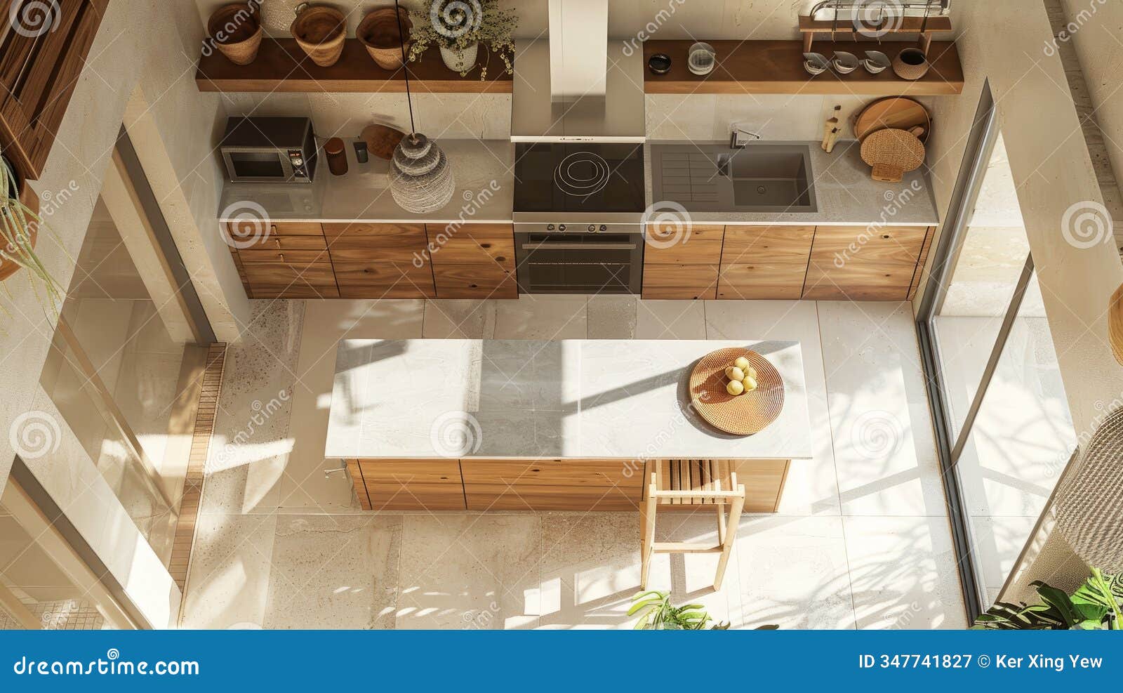 Bird S Eye View of Modern Kitchen Stock Illustration - Illustration of ...