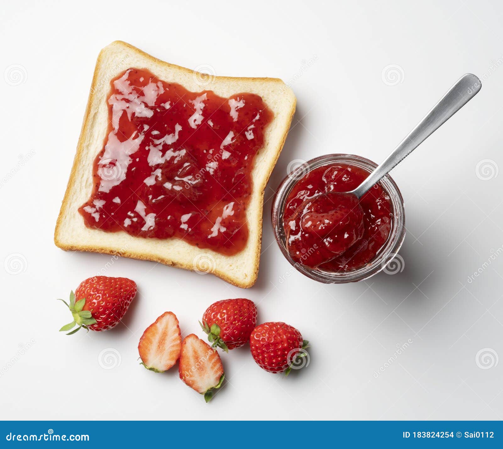 Strawberry Jam and Bread on a White Background Stock Photo - Image of ...