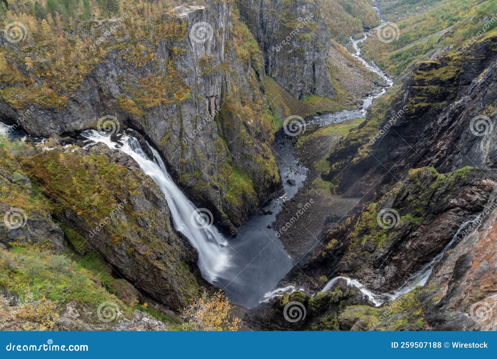 Bird S Eye View of the Voringfossen Waterfall in Norway. Stock Photo ...