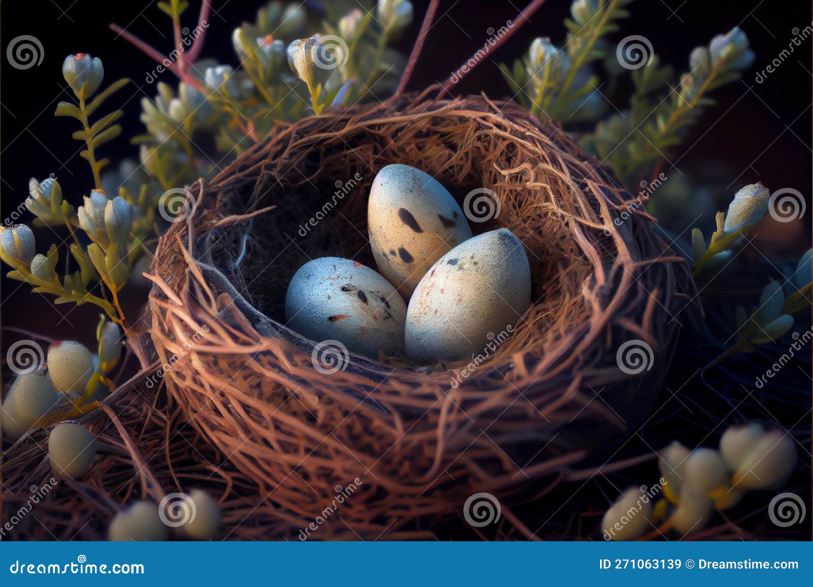 Bird S Nest with Eggs on a Tree. Wait for Offspring Stock Illustration ...