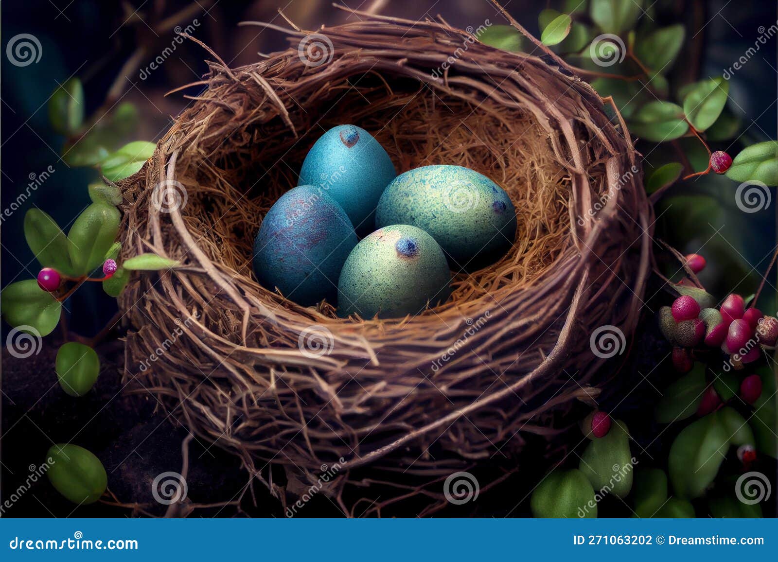 Bird S Nest with Eggs on a Tree. Wait for Offspring Stock Illustration ...