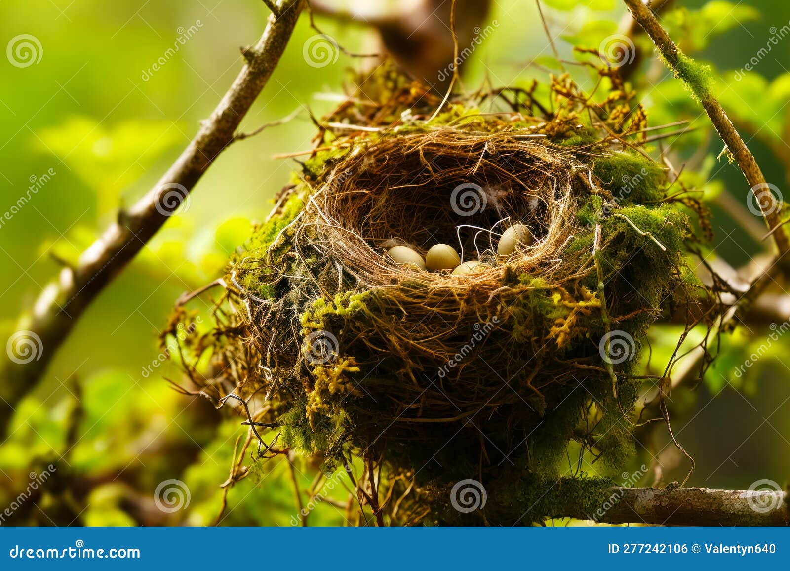 Bird S Nest with Three Eggs in the Middle of Tree. Generative AI Stock ...