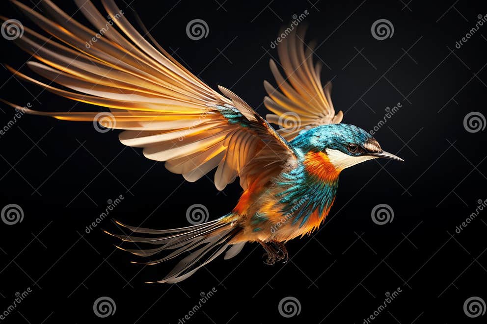 A Bird S Precise Aerodynamics in Mid-flight Stock Illustration ...