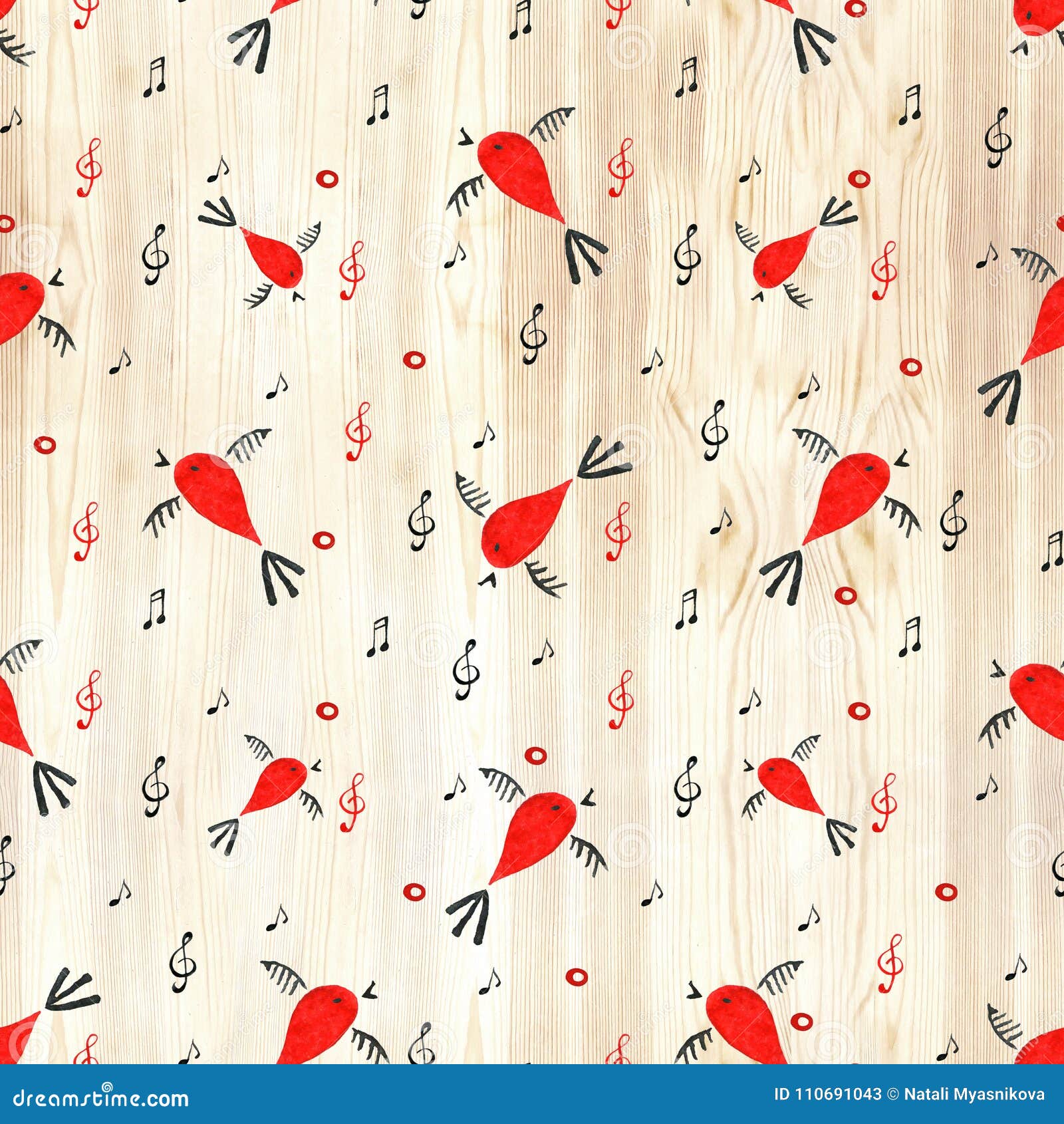 Bird Seamless Pattern, Spring Background with Singing Birds Stock Image ...