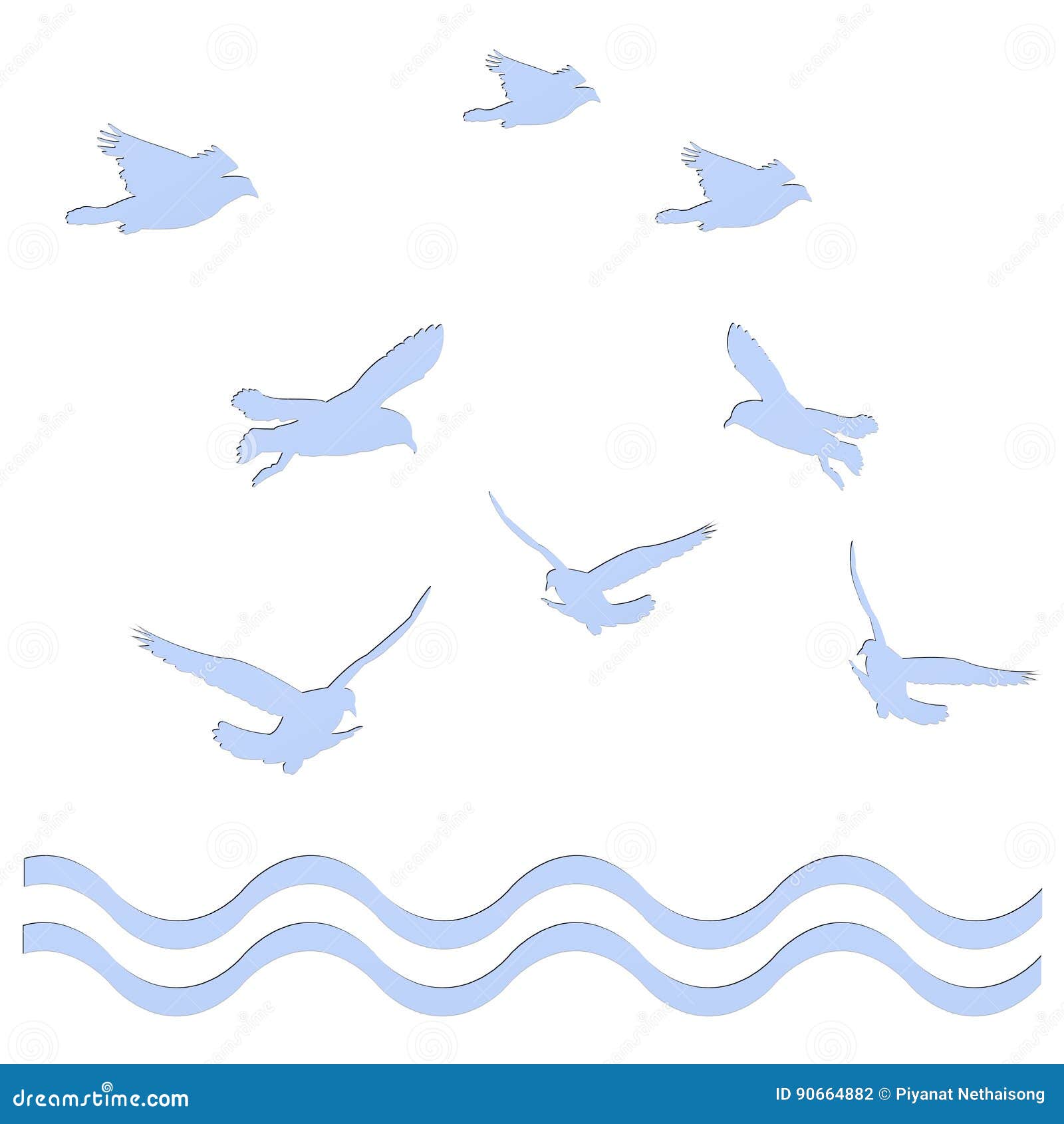 Bird Shape Flying with Paper Cutout. Stock Vector - Illustration of ...