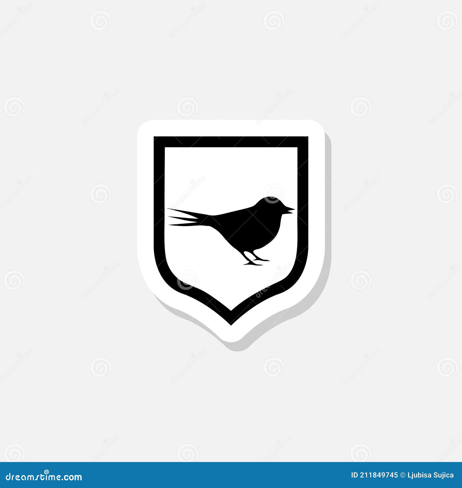 Bird on Shield Sticker Icon Stock Vector - Illustration of animal ...