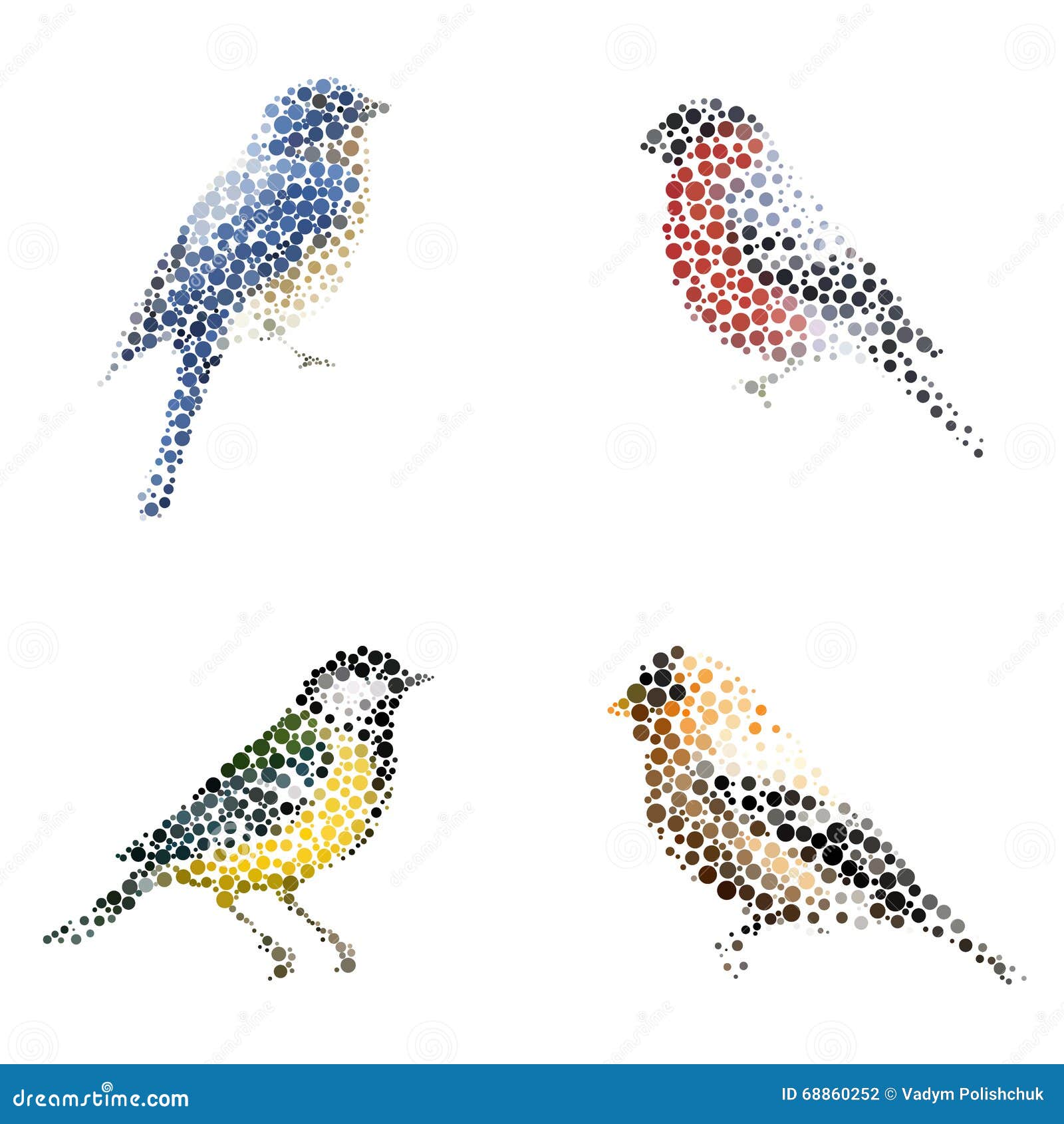 Bird Silhouette Consisting of Circle. Stock Vector - Illustration of ...