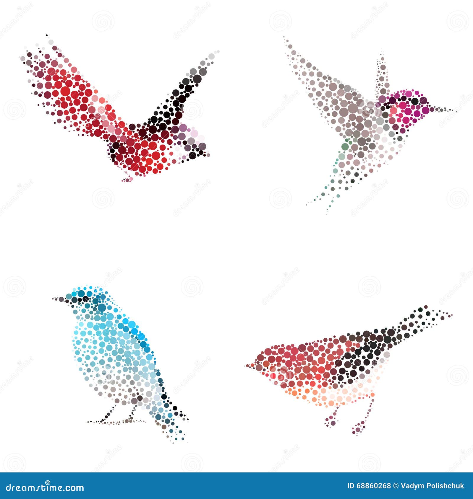 Bird Silhouette Consisting of Circle. Stock Vector - Illustration of ...