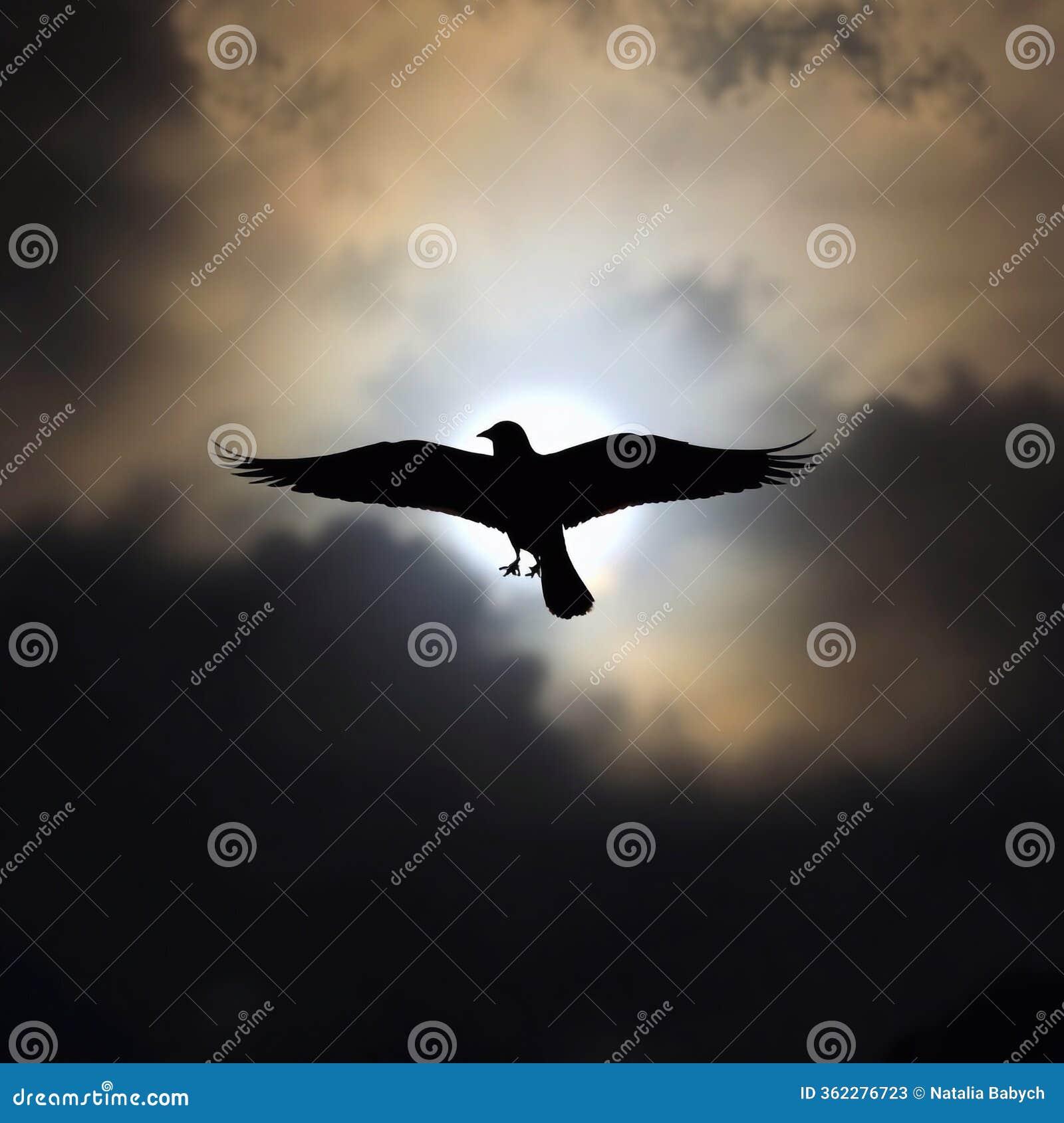 A Bird Silhouetted Against a Bright Light Source Stock Illustration ...