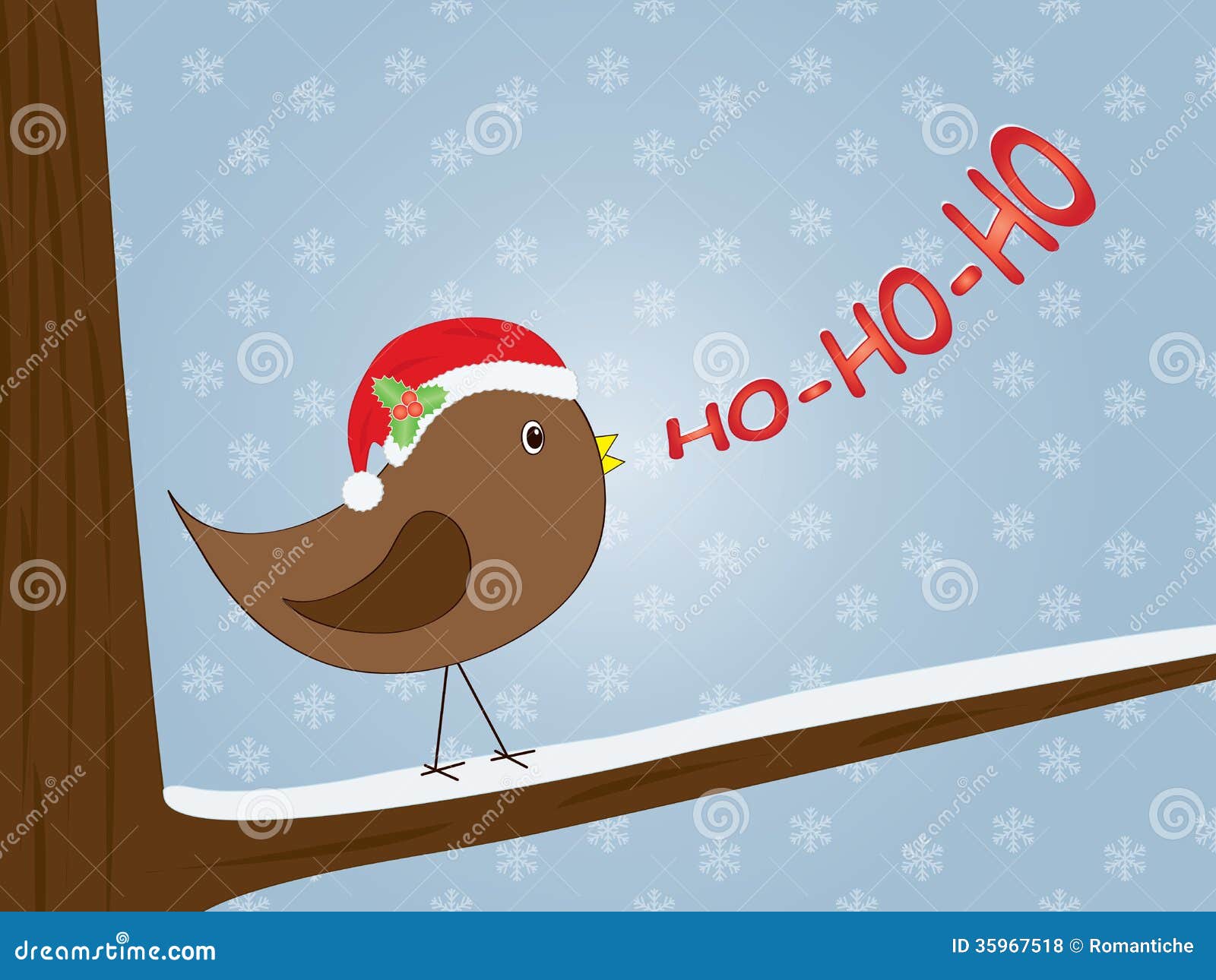 Bird singing ho-ho-ho stock vector. Illustration of christmas - 35967518