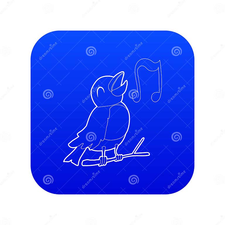 Bird Singing Icon Blue Vector Stock Vector - Illustration of leaf ...