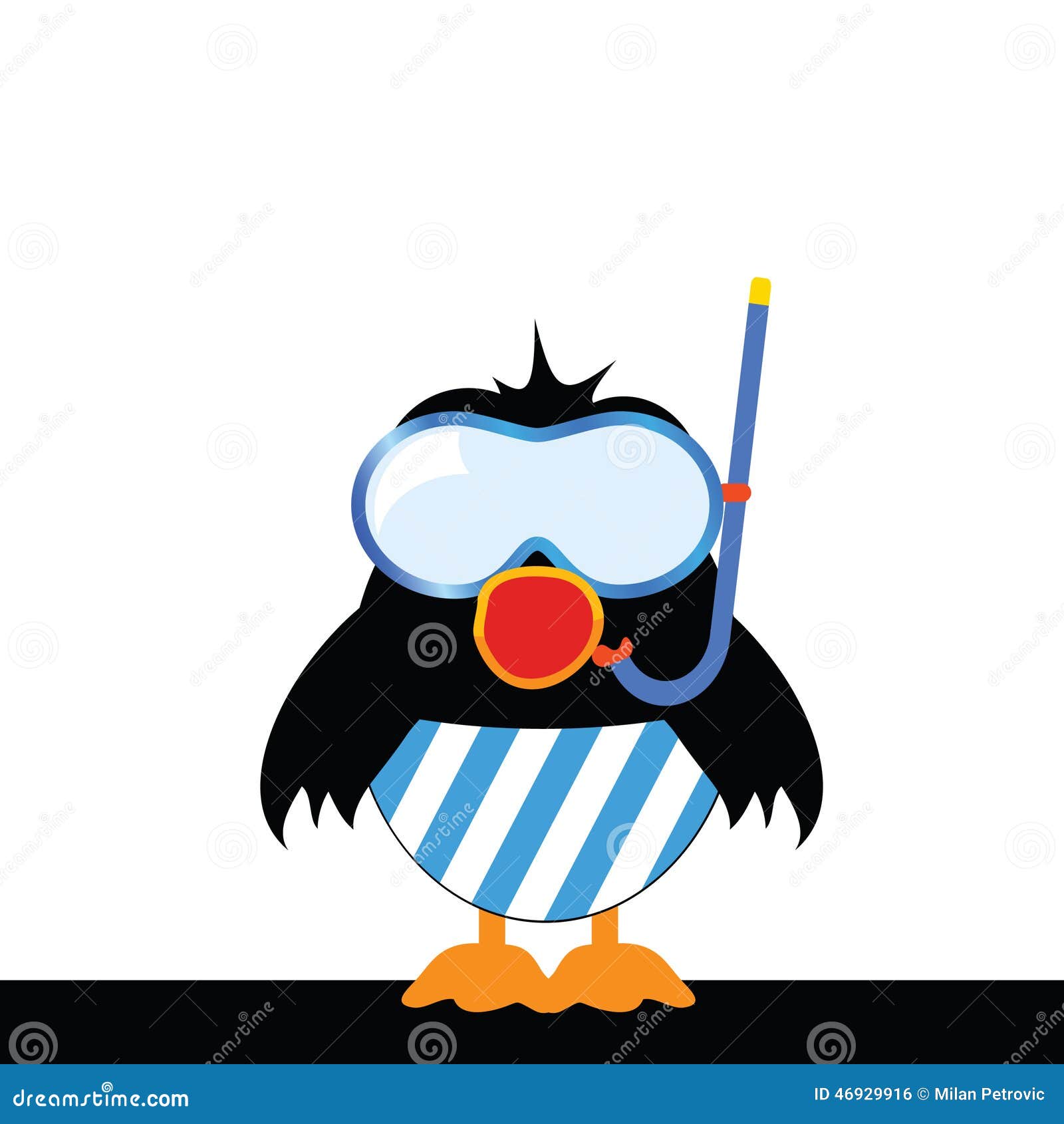 Bird Sings with a Diving Mask Vector Illustration Stock Vector ...