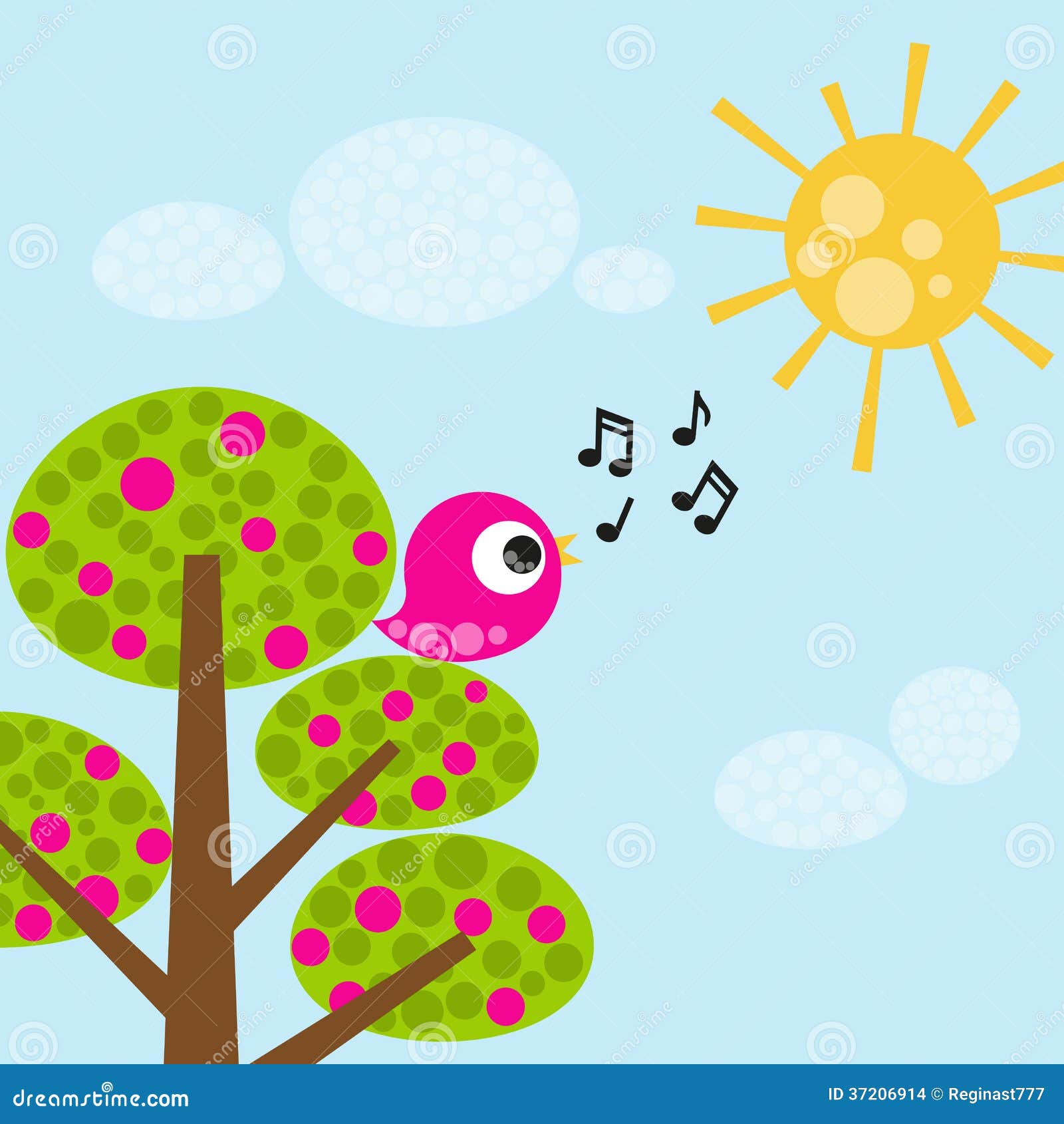 Bird sings stock vector. Illustration of branch, nature - 37206914