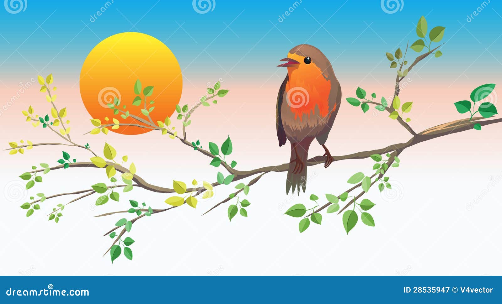 A bird sitting on a branch stock vector. Illustration of branch - 28535947