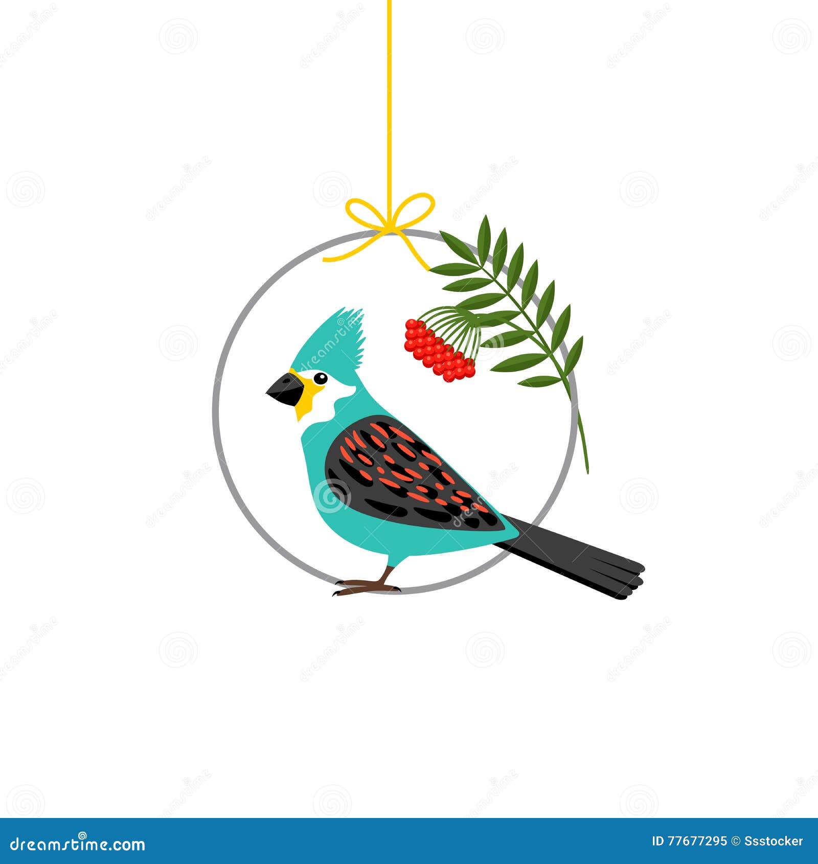 Bird sitting on the circle stock vector. Illustration of circle - 77677295