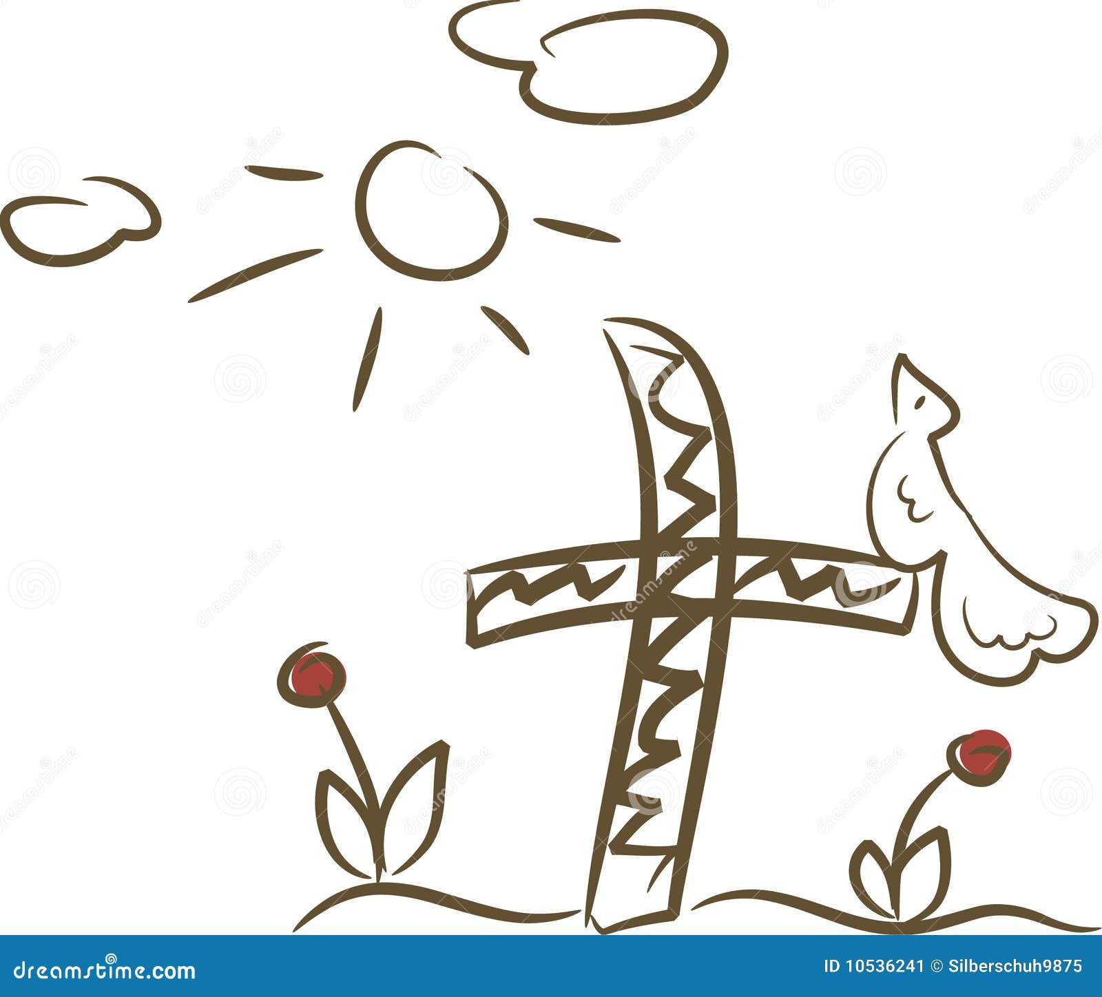 Bird sitting on a cross stock vector. Illustration of bird - 10536241