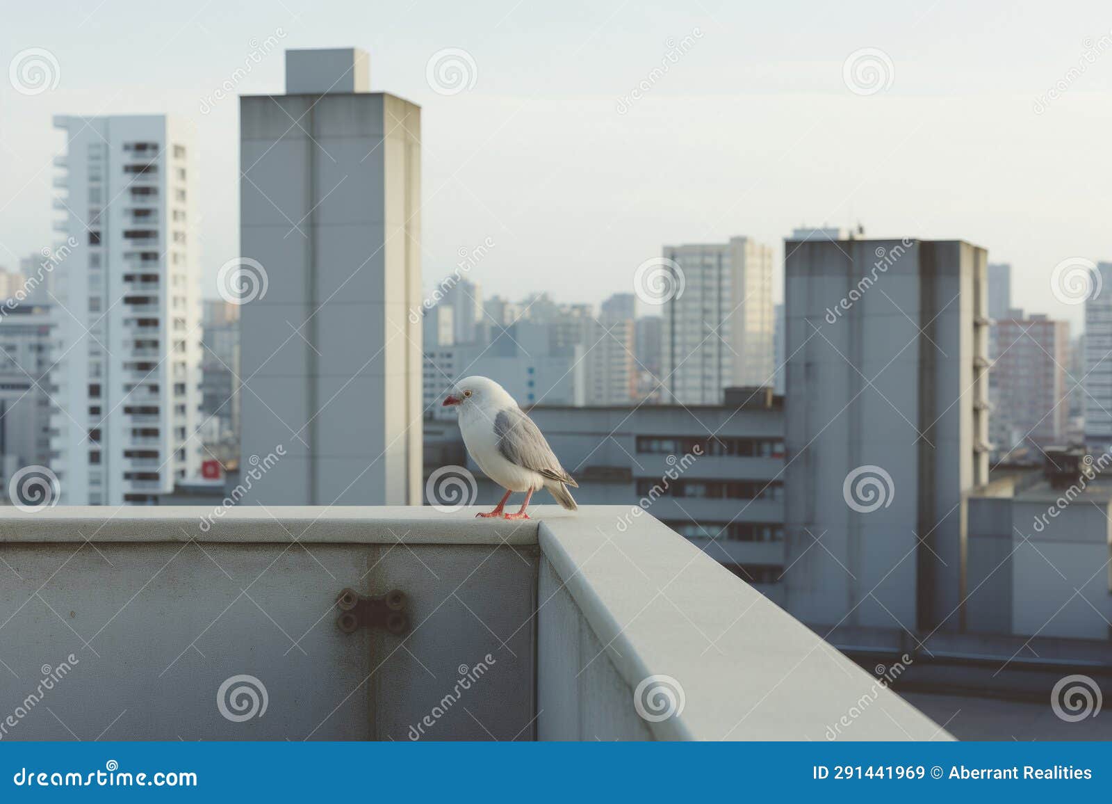 A Bird Sitting on the Edge of a Building Stock Illustration ...
