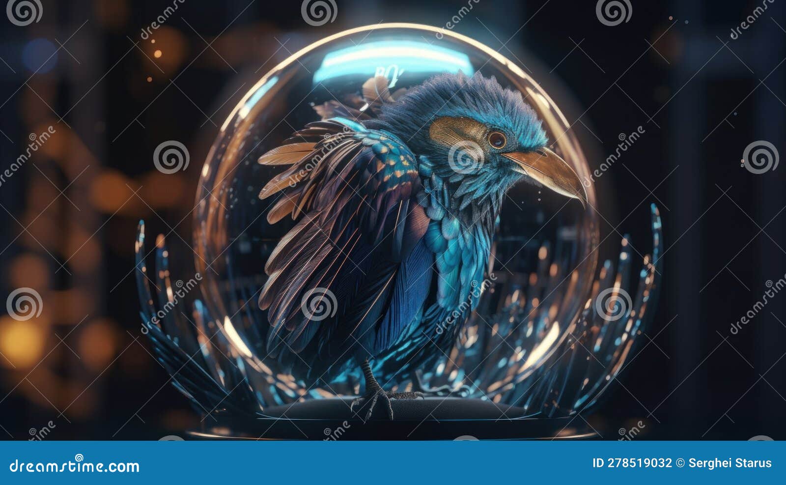 A Bird Sitting Inside of a Glass Ball. Generative AI Image. Stock ...