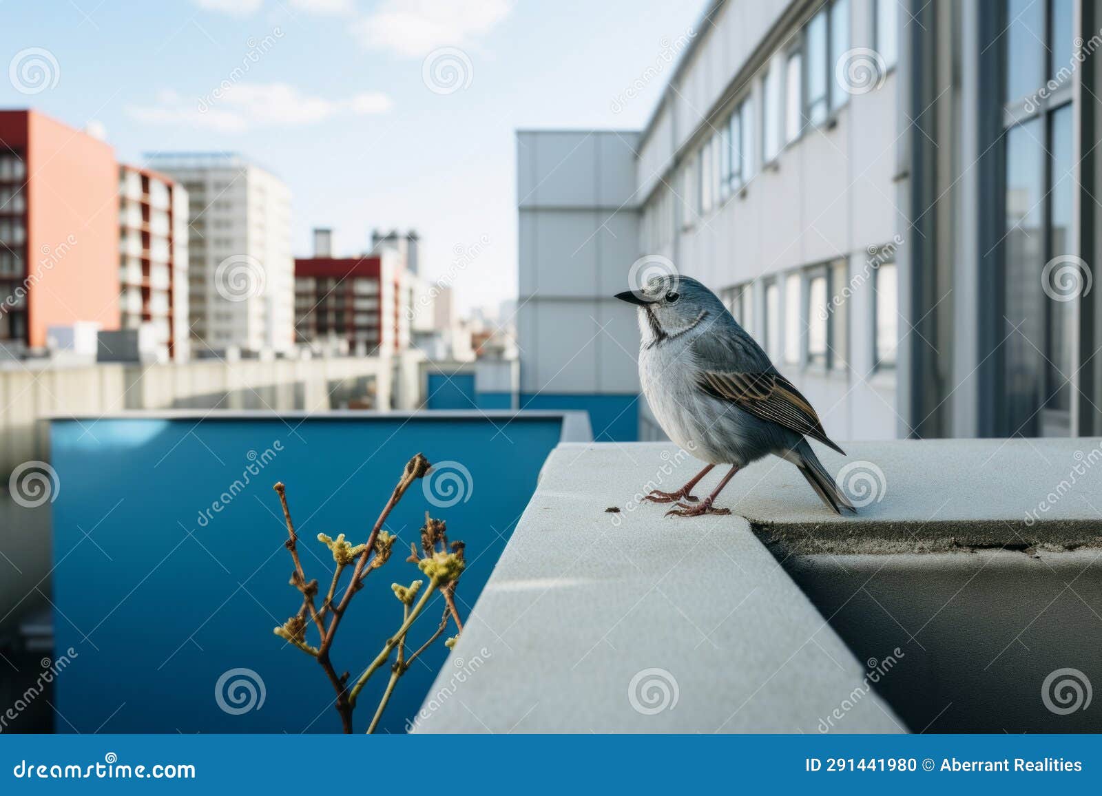 A Bird Sitting on the Ledge of a Building Stock Illustration ...