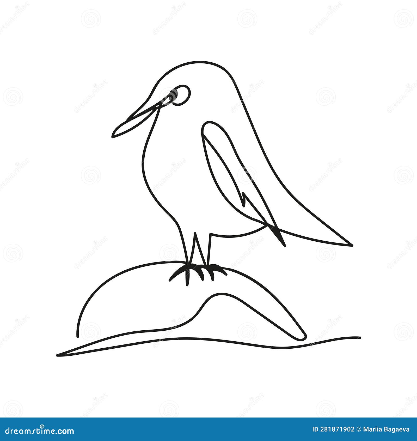 Bird Sitting on a Stone Line Art Stock Vector - Illustration of animals ...