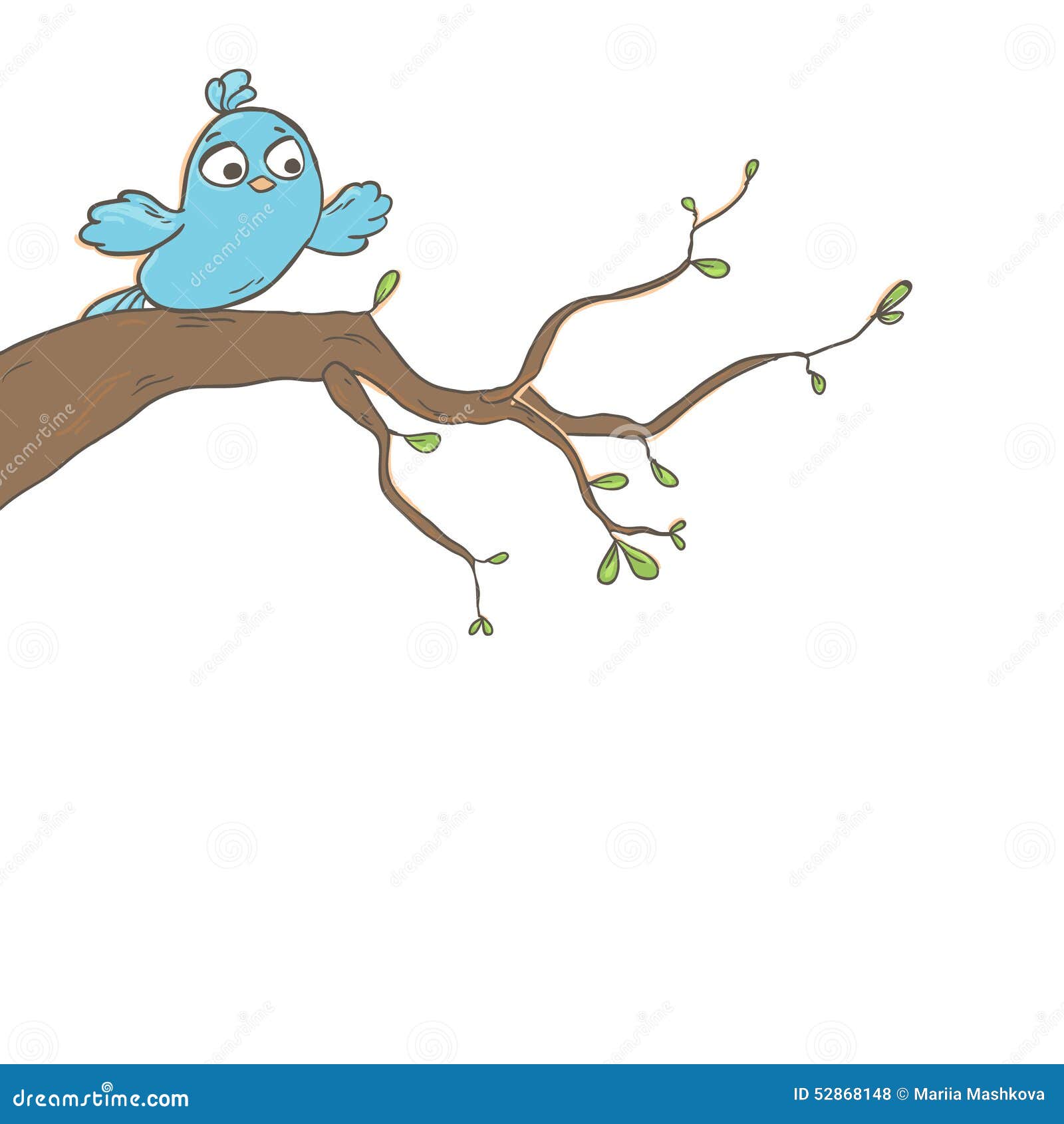 Bird Sitting on a Tree Branch. Stock Vector - Illustration of spring ...