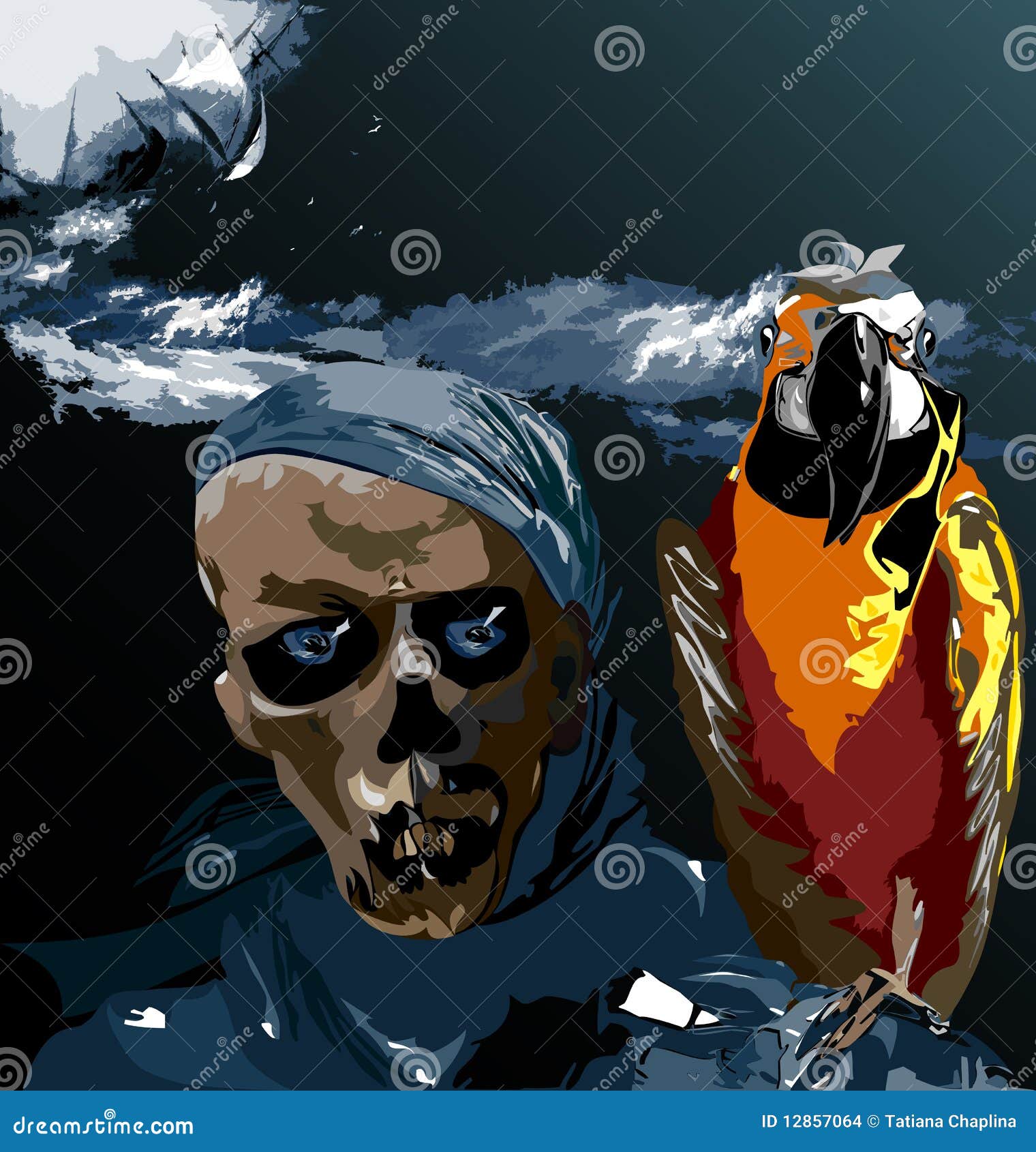 Bird and a skull stock vector. Illustration of ocean - 12857064