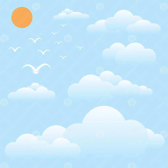 Bird at sky, sun and cloud stock vector. Illustration of bird - 33207430