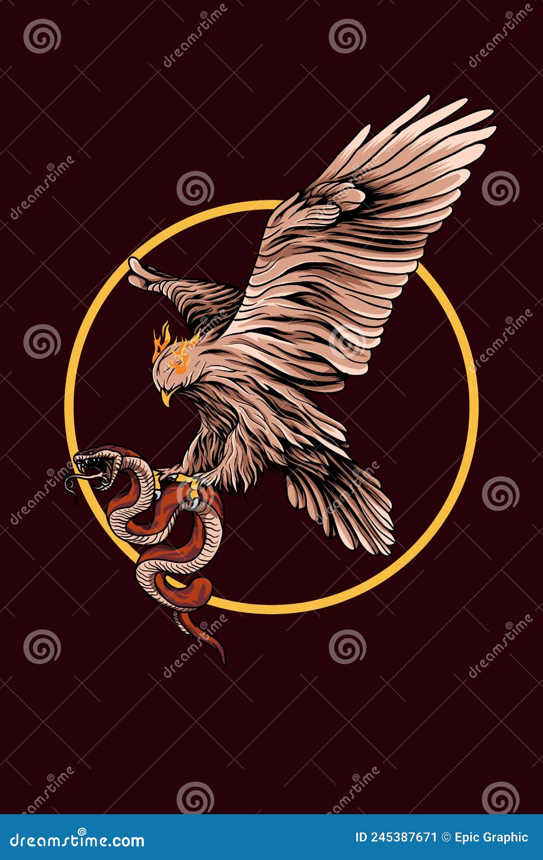 Bird with Snake Vector Illustration Stock Vector - Illustration of ...