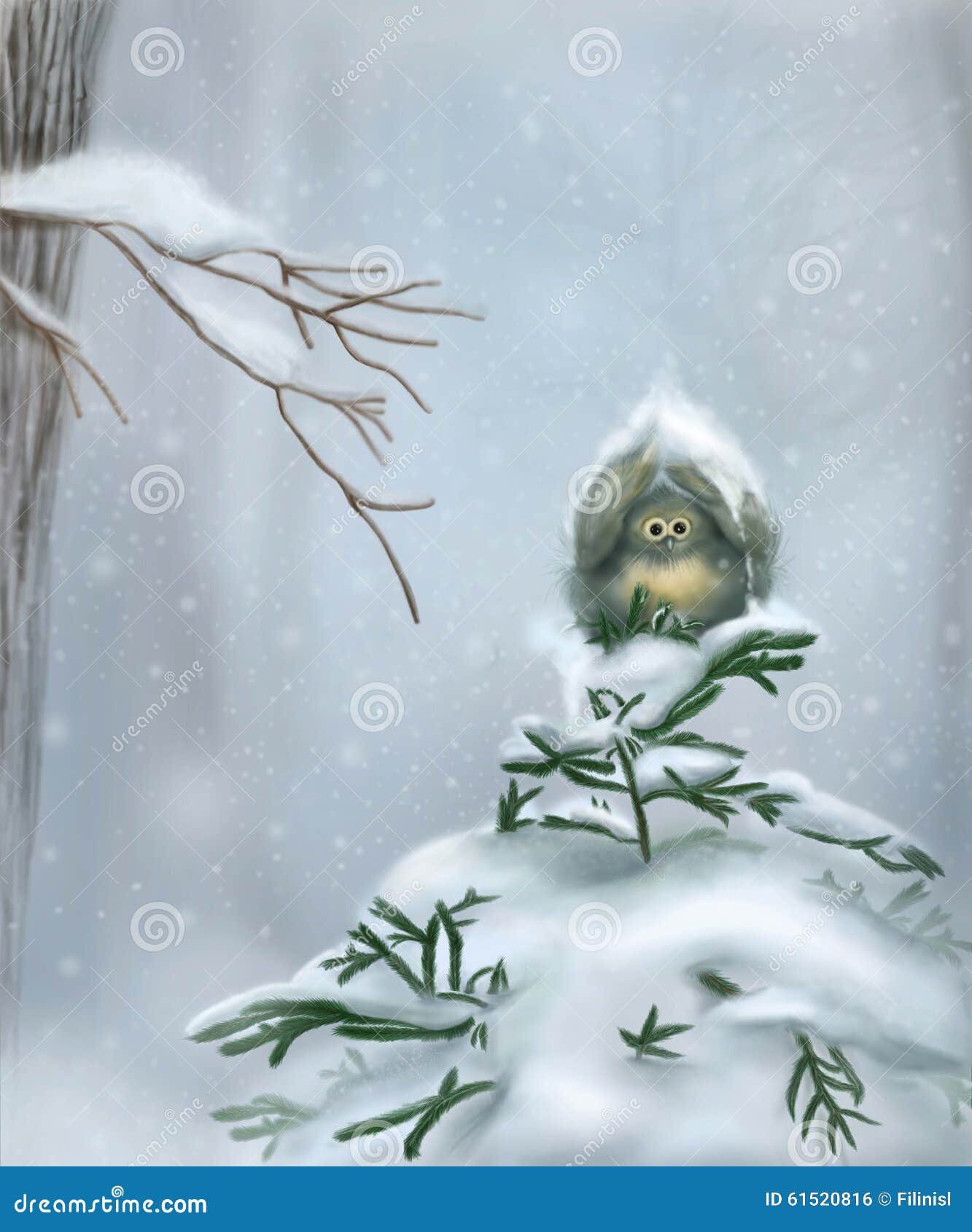Bird in the snow stock illustration. Illustration of spring - 61520816