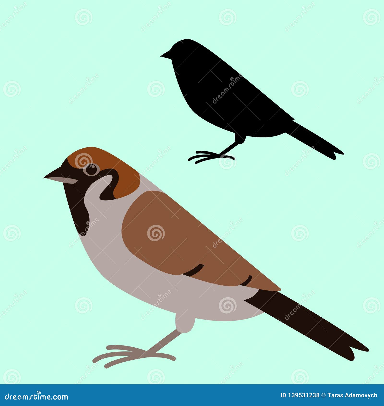 Bird Sparrow, Vector Illustration, Flat Style, Stock Vector ...