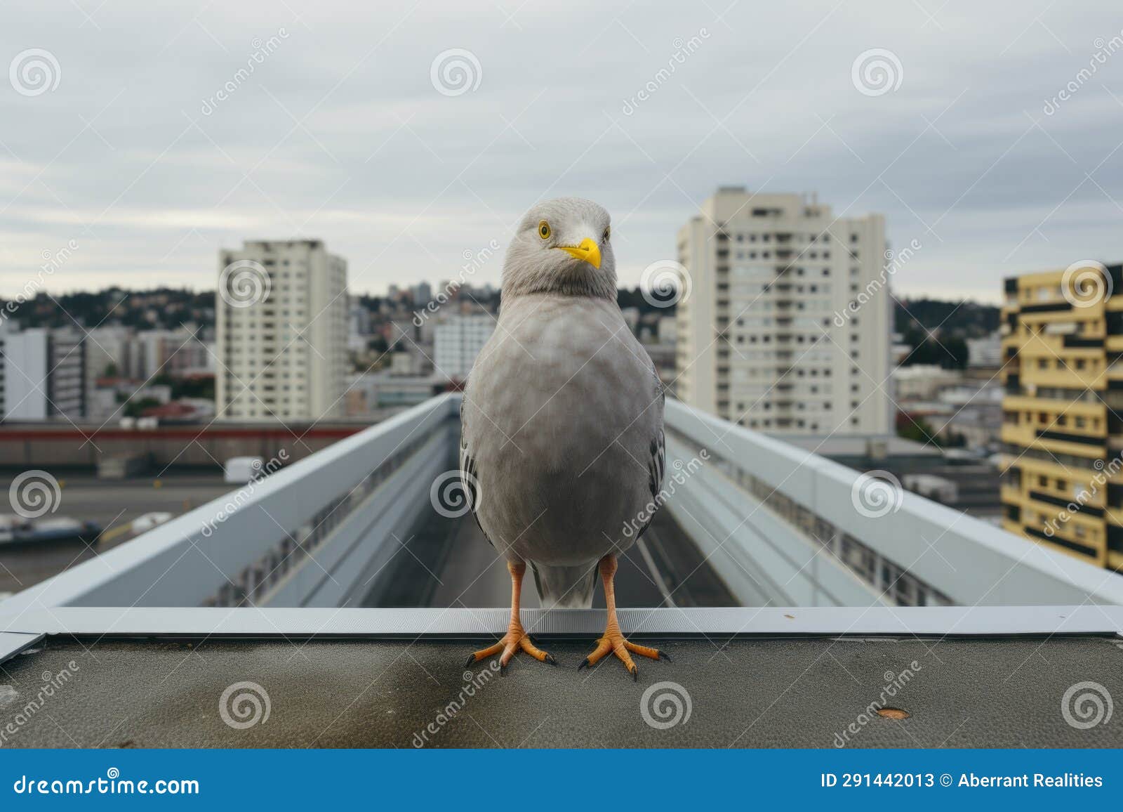 A Bird Standing on the Edge of a Building Stock Illustration ...