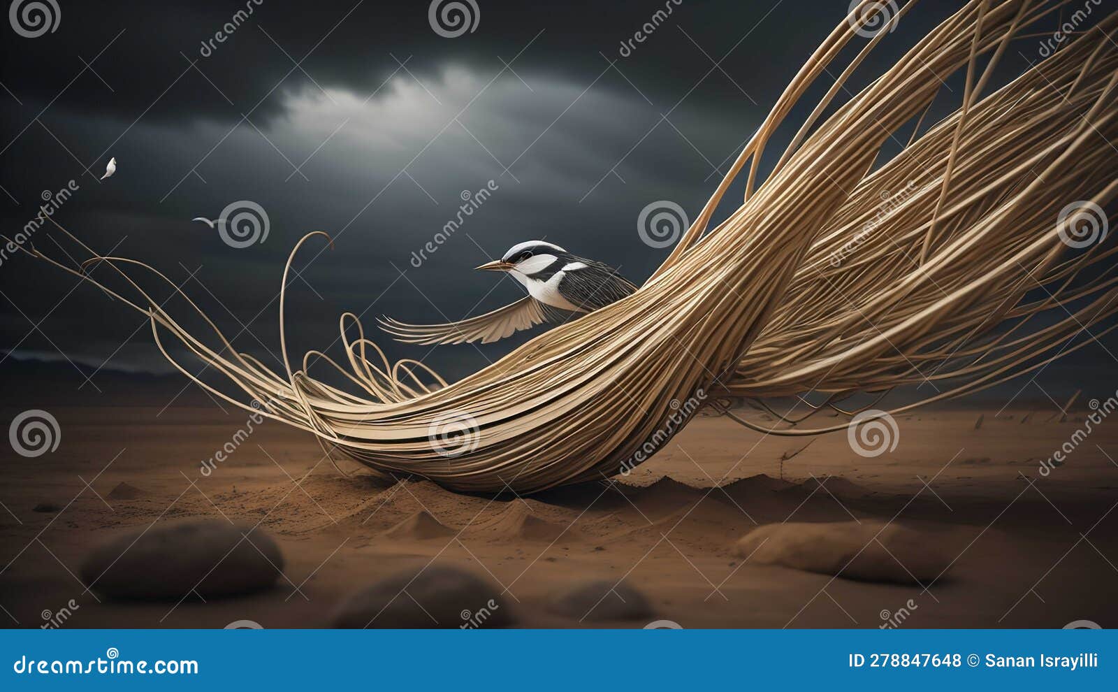 Bird in a Stormy Sky. Generative Ai Stock Photo - Image of feather ...