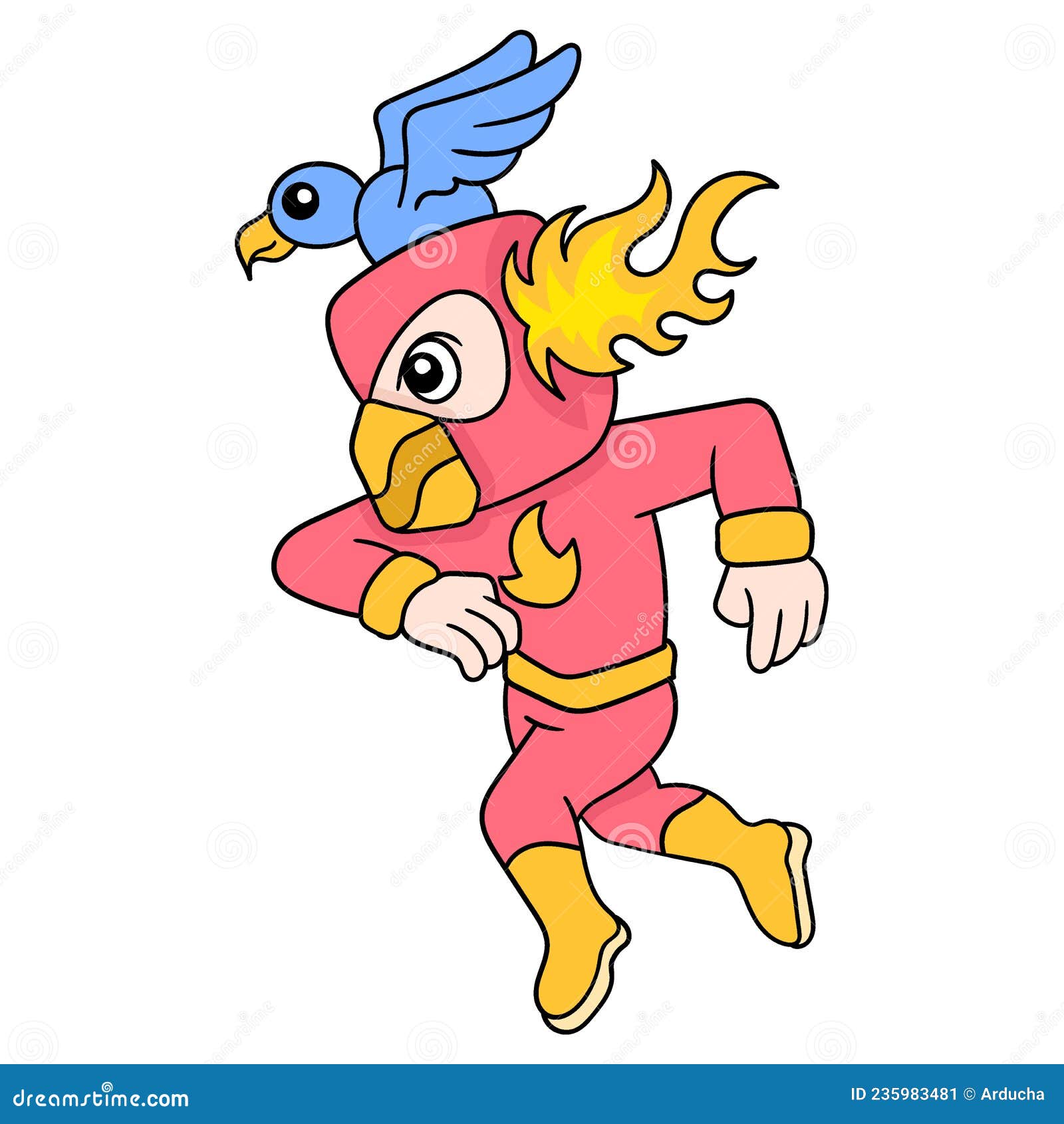 Bird Superhero Eradicate Evil, Doodle Icon Image Kawaii Stock Vector ...