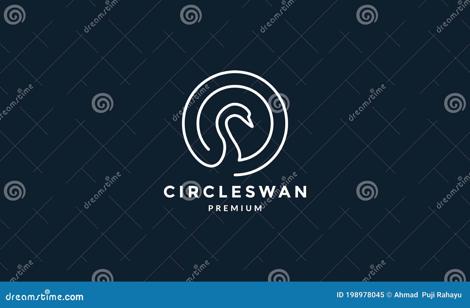 Bird Swan Or Goose Line Circle Unique Logo Vector Illustration Design