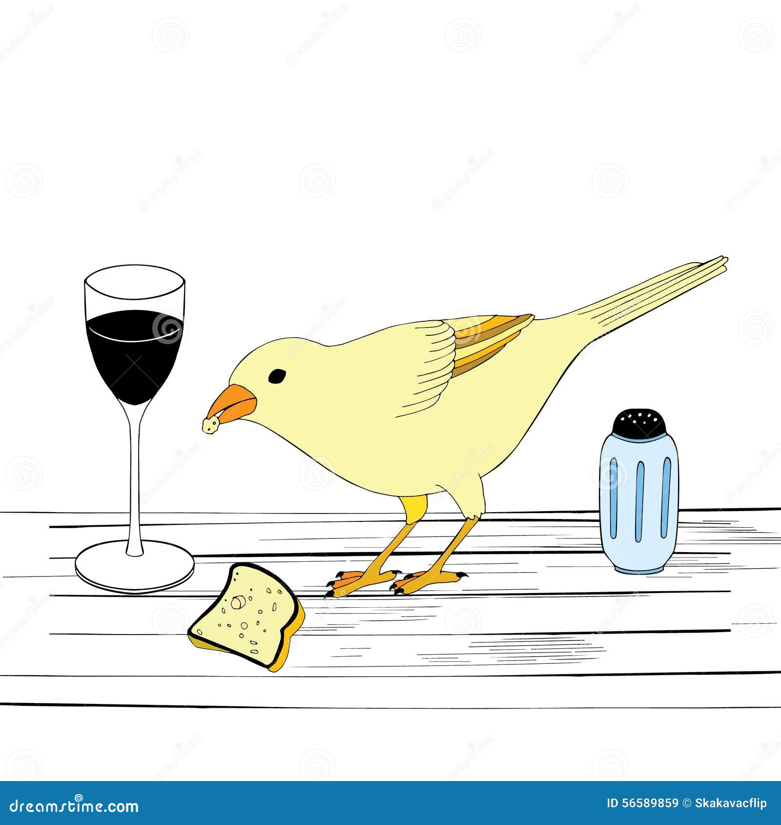 Bird on a table stock vector. Illustration of animal - 56589859