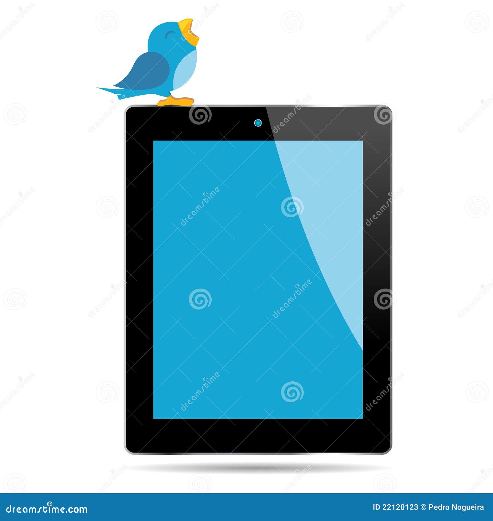 Bird and tablet stock vector. Illustration of blue, announcement - 22120123